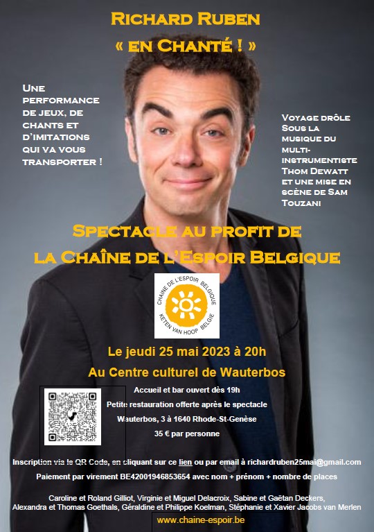 « En chanté » avec Richard Ruben le 25 mai | Chaîne de l’Espoir Belgique